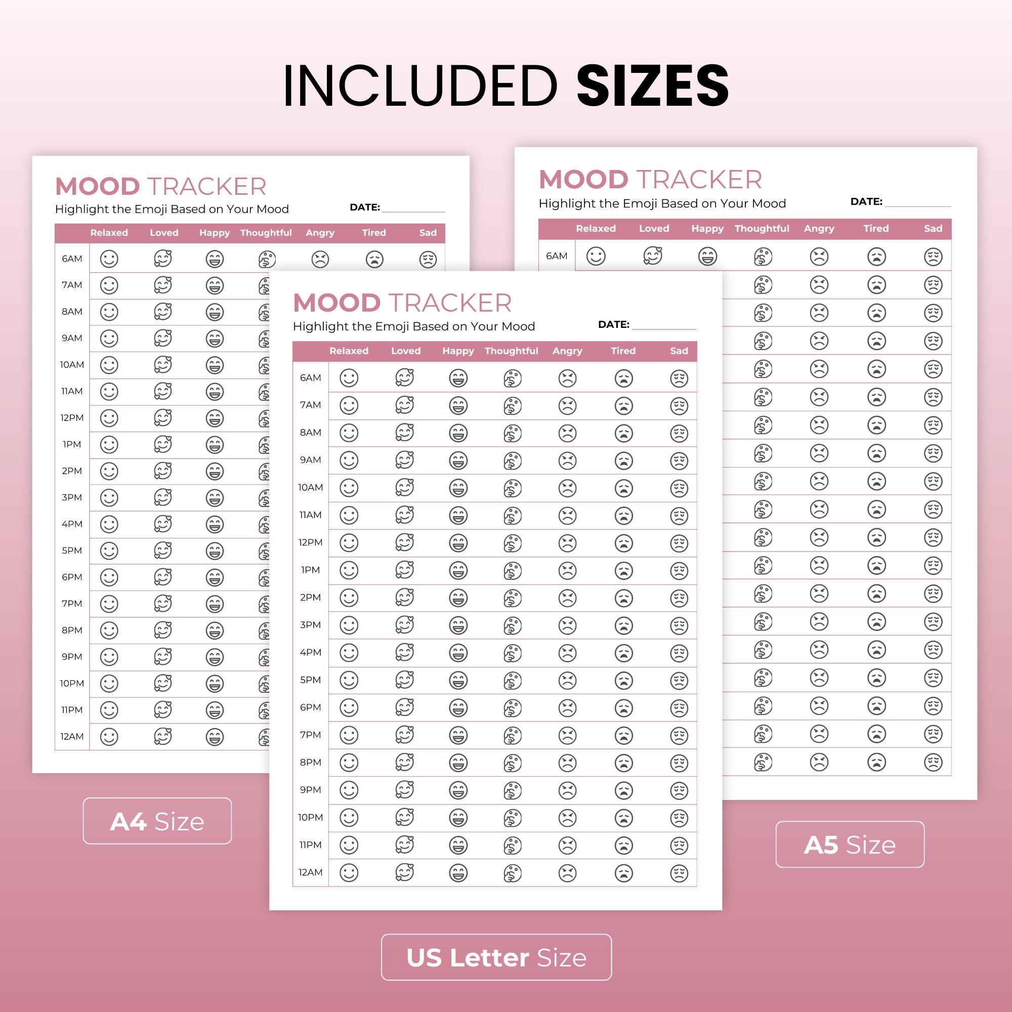 Daily Mood Tracker Printable: Emotion Journal, Wellness Planner (A4/A5 ...