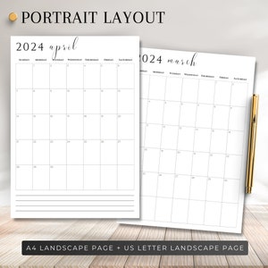 2024 2025 Printable Calendar, Minimalist Calendar, Monthly Blank ...