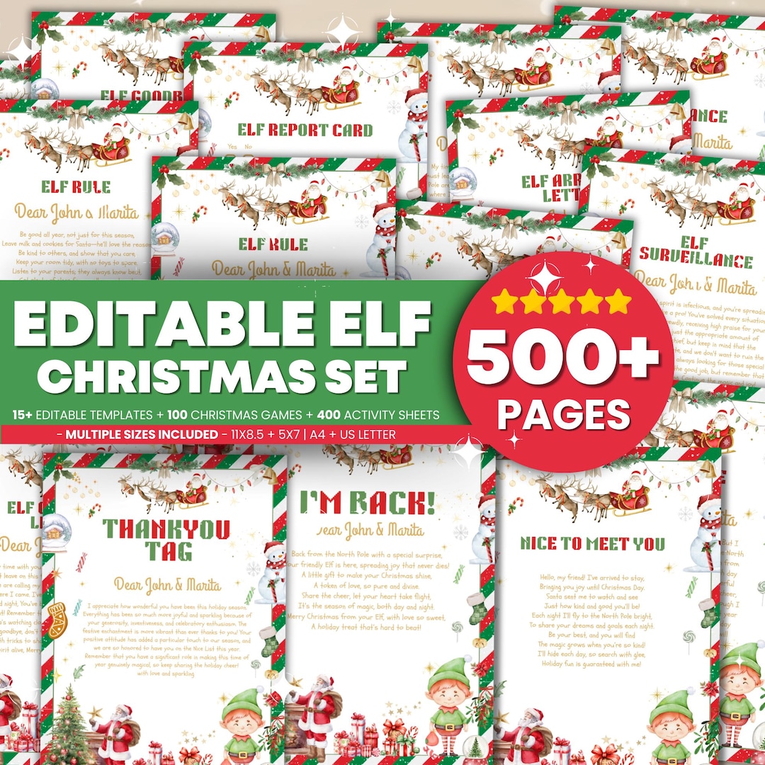 Editable Elf Christmas Set, Printable Elf Letter Bundle, Elf Arrival ...