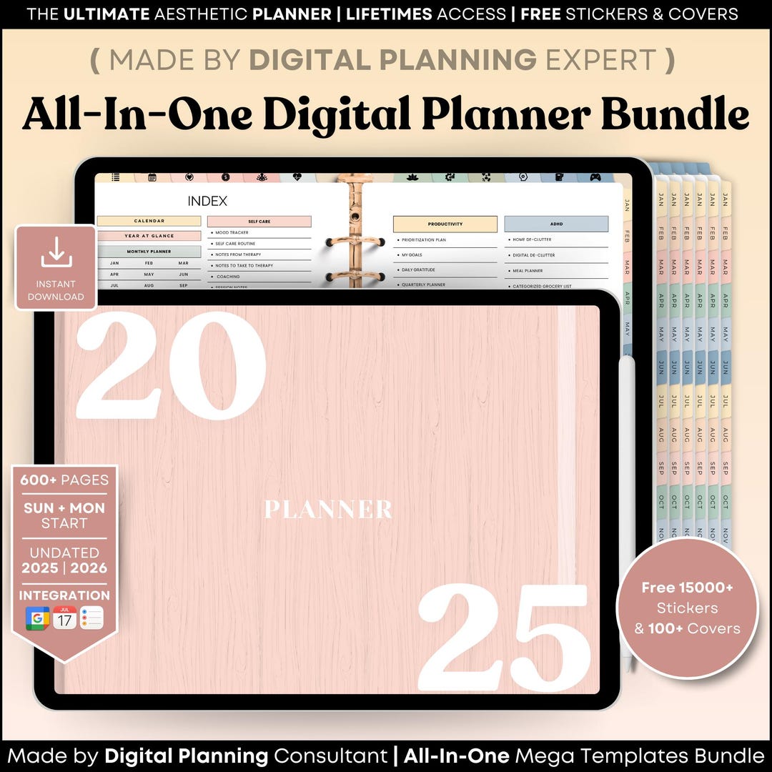 All-in-one Digital Planner Bundle, 2025 Minimal Design Planner, iPad ...
