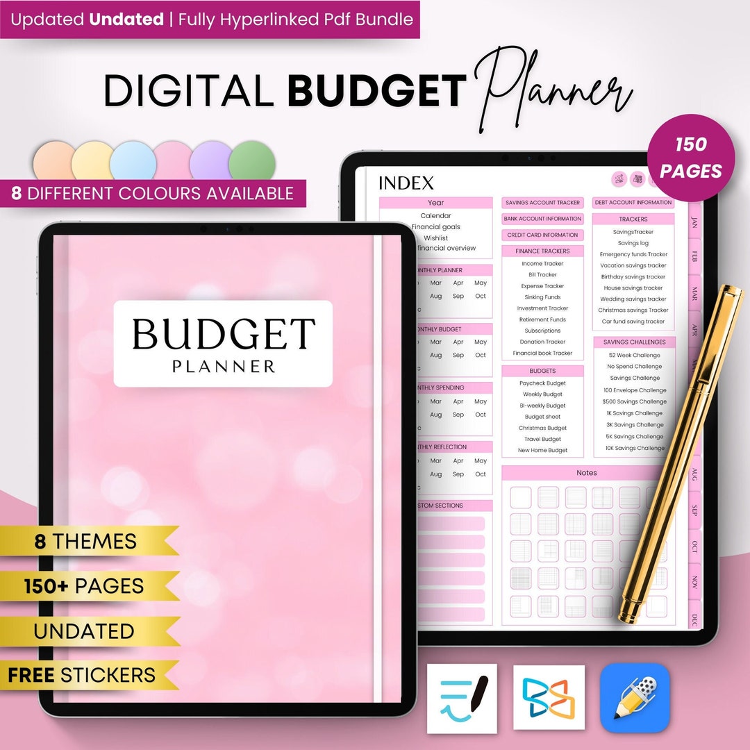 Undated Digital Budget Planner Pdf, Goodnotes Finance Tracker, Money ...