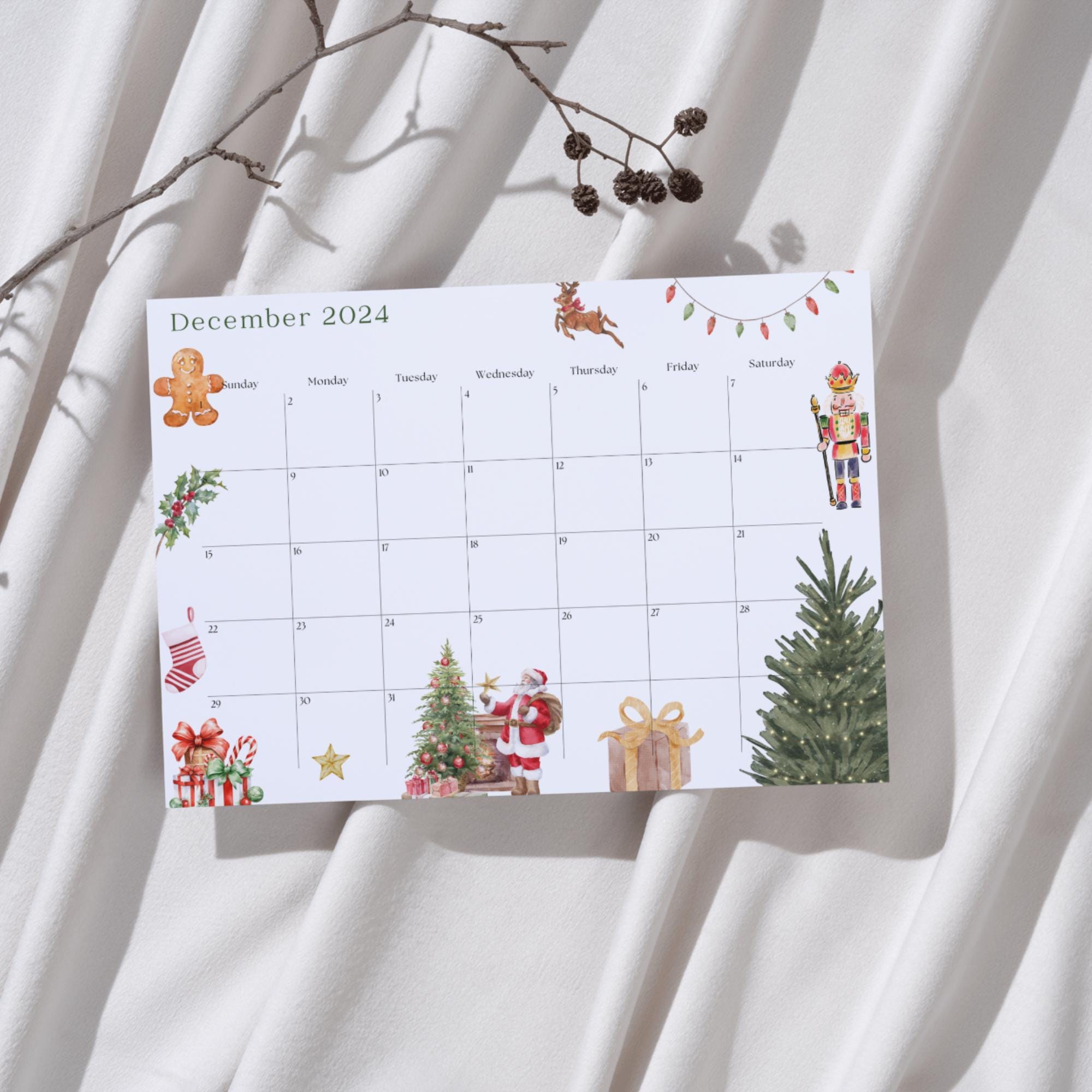 December 2024 Christmas Calendar: Editable Kids Planner (PDF) - Etsy
