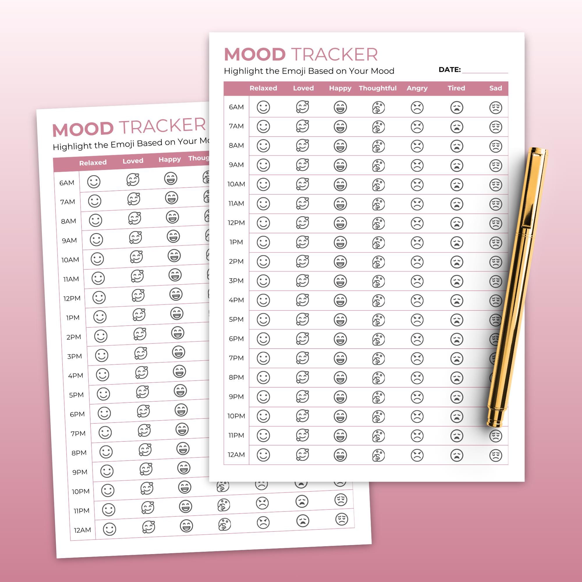Daily Mood Tracker Printable: Emotion Journal, Wellness Planner (A4/A5 ...