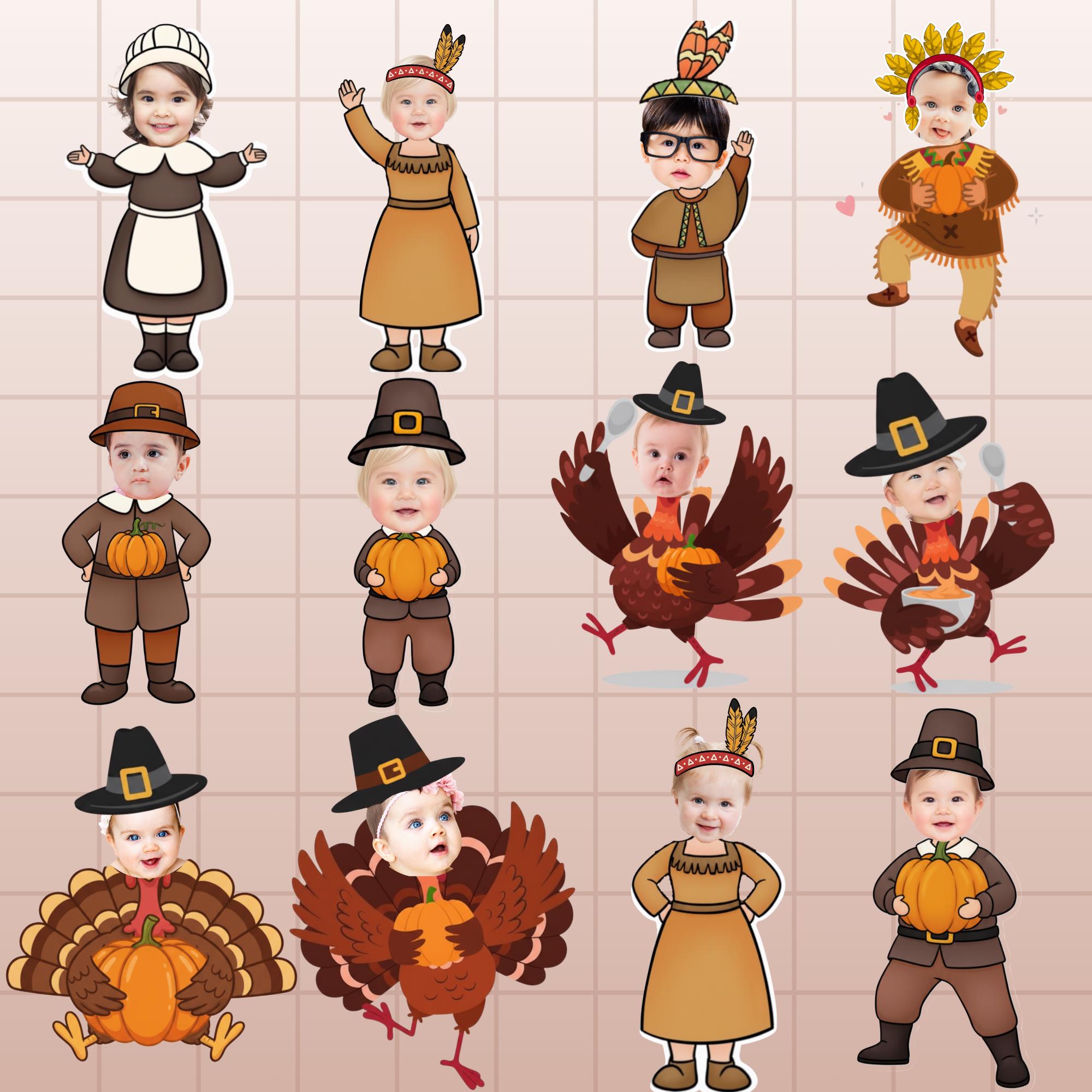 Thanksgiving Photo Frames, DIY Turkey Pilgrim Characters (editable File ...