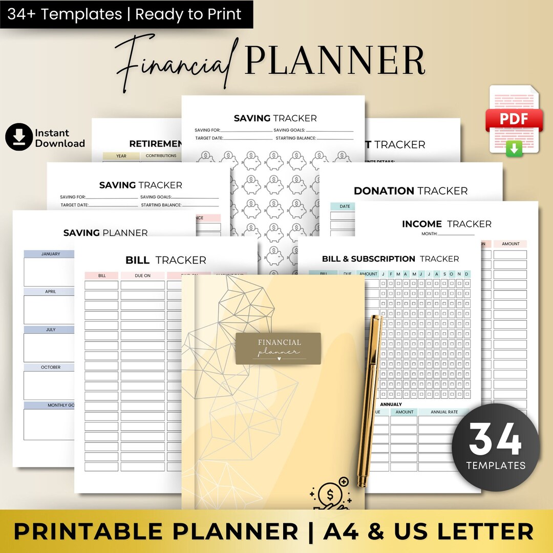 Financial Planner Printable: Budget & Expense Tracker (A4/US Letter ...