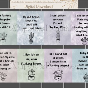 Printable Swear Word Affirmation Cards Motivational Cards - Etsy