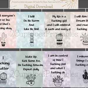 Printable Swear Word Affirmation Cards Motivational Cards - Etsy