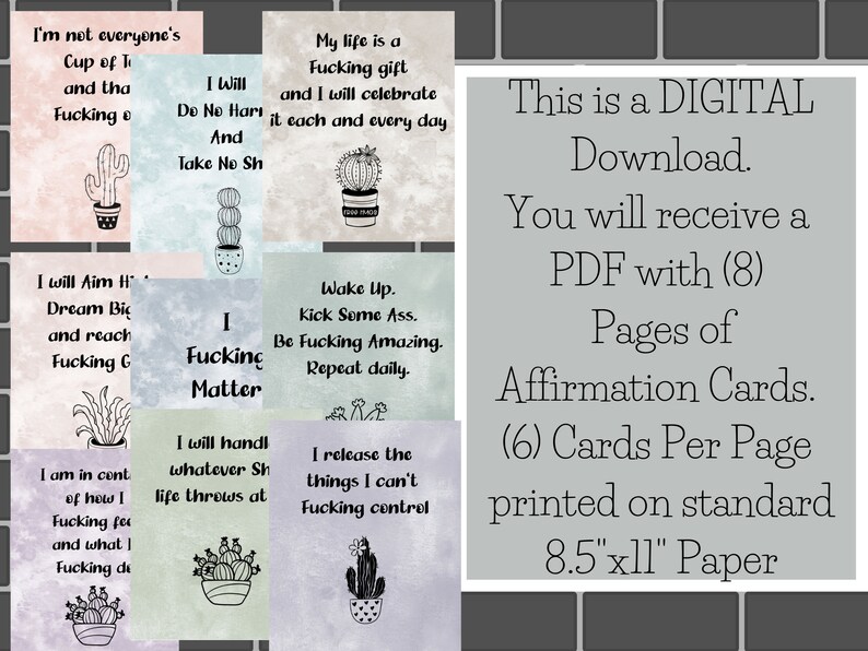 Printable Swear Word Affirmation Cards Vision Board - Etsy