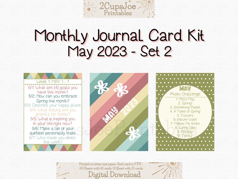 Printable May 2023 Monthly Journal Card Kit Journal Décor - Etsy