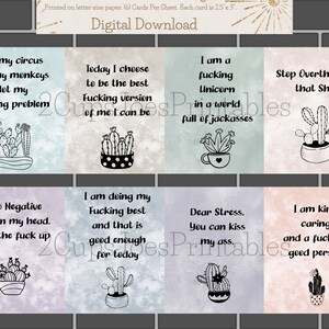 Printable Swear Word Affirmation Cards Motivational Cards - Etsy
