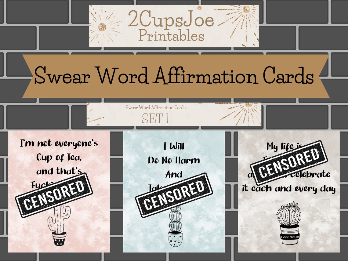 Printable Swear Word Affirmation Cards Vision Board - Etsy