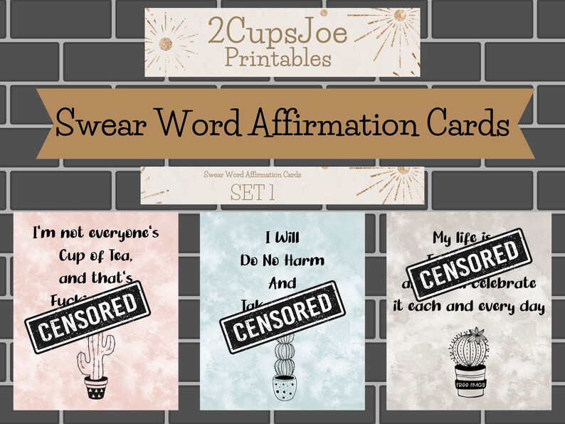 Printable Swear Word Affirmation Cards Vision Board - Etsy
