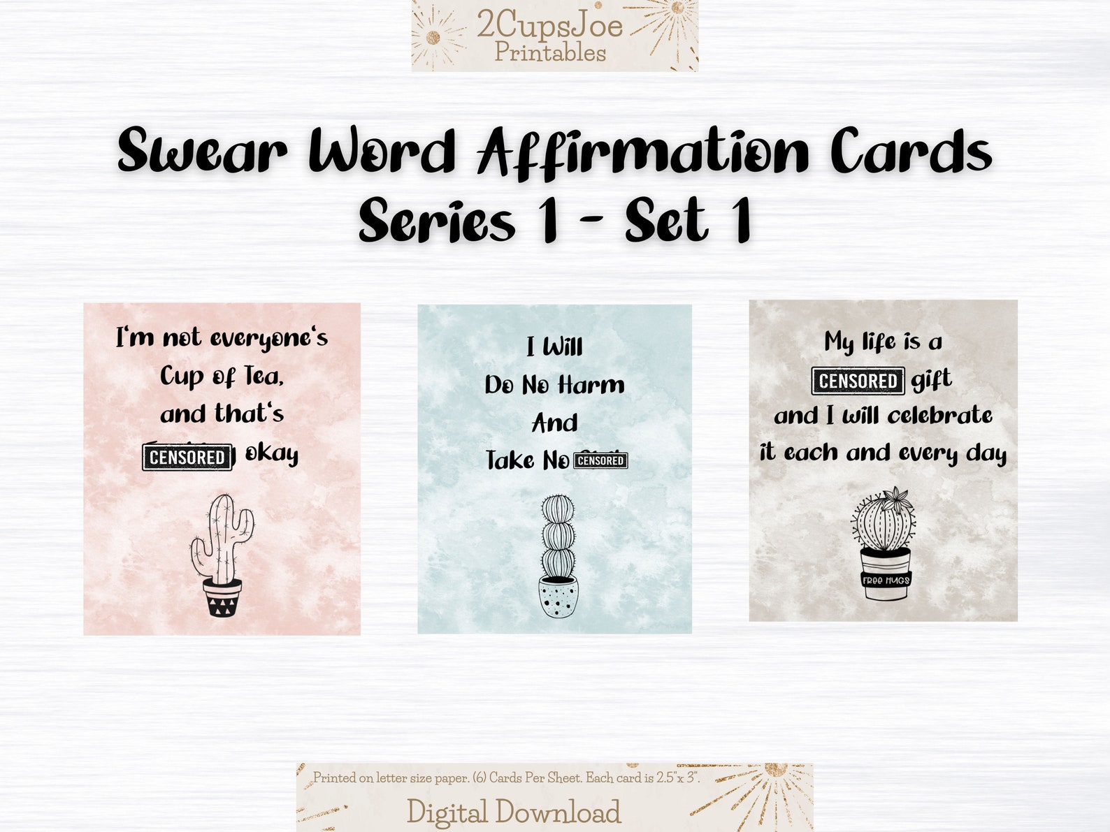 Printable Swear Word Affirmation Cards Vision Board Encouragement Cards ...