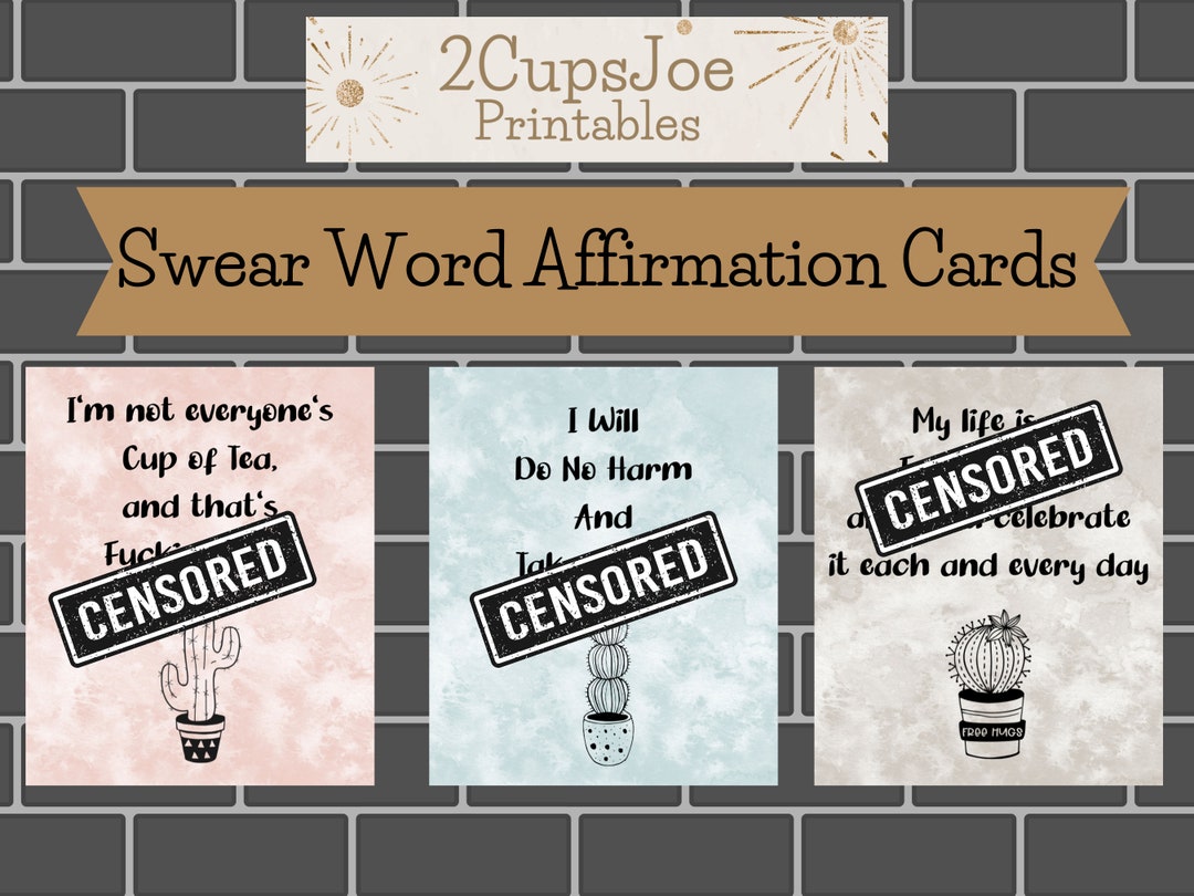 Printable Swear Word Affirmation Cards Motivational Cards - Etsy