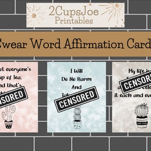 Printable Swear Word Affirmation Cards Motivational Cards - Etsy