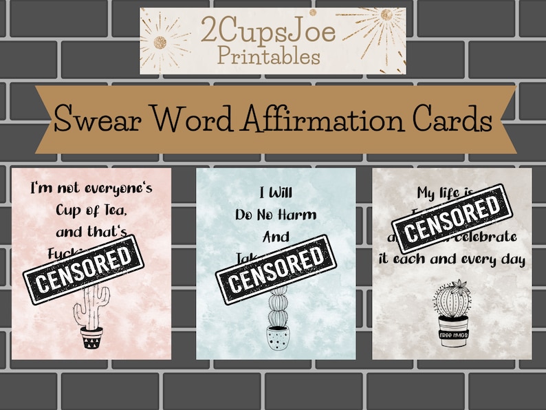 Printable Swear Word Affirmation Cards Motivational Cards - Etsy