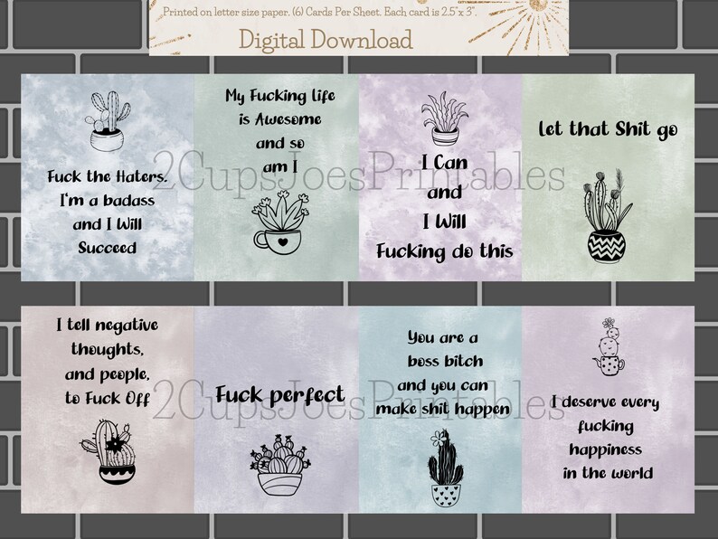 Printable Swear Word Affirmation Cards Vision Board - Etsy