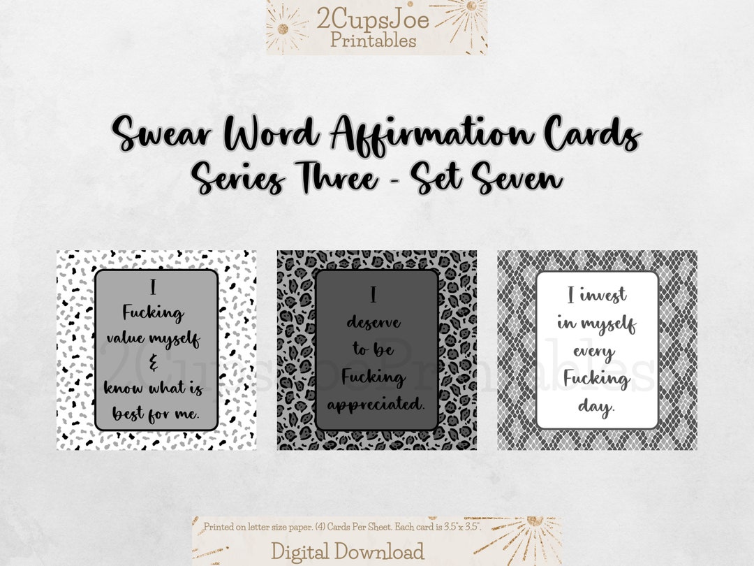 Printable Swear Word Affirmation Cards Motivational Card - Etsy