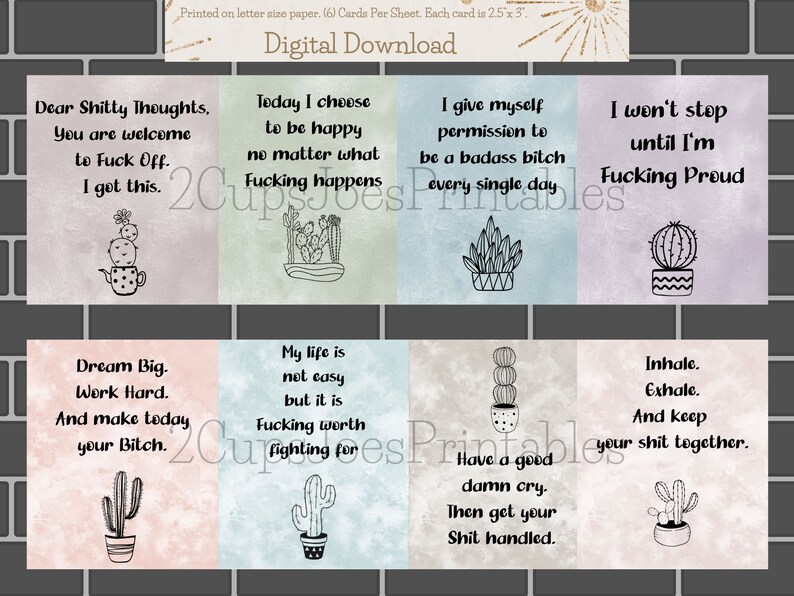 Printable Swear Word Affirmation Cards Vision Board - Etsy