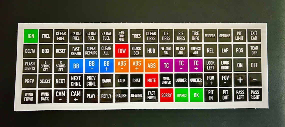Sim Racing Button Box & Keyboard Stickers/decals/lavels for Iracing - Etsy