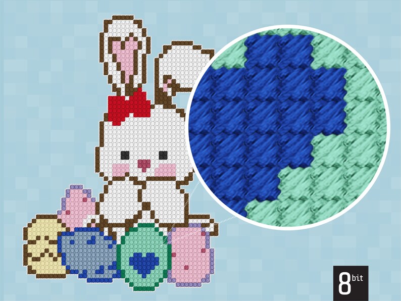 Easter Bunny Pixel Art Pattern | Includes Four Variations | Needlepoint ...
