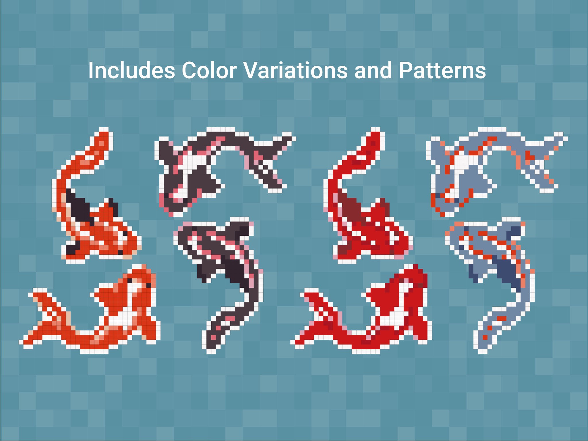 Koi Fish Pattern Includes Four Variations Needlepoint, Plastic Canvas ...