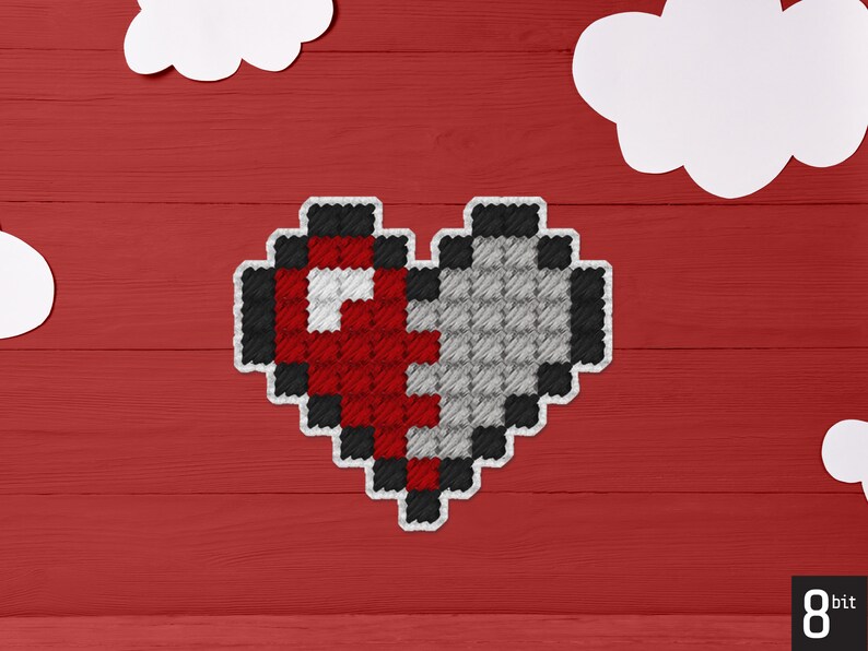 Heart #1 – Retro Pixel Heart Meter Plastic Canvas Pattern - Etsy
