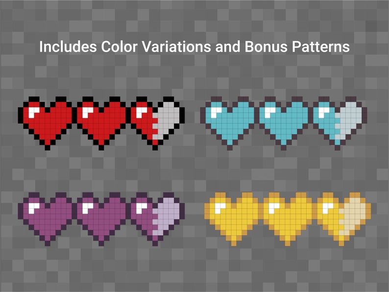 Heart #2 – Video Game Heart Meter Plastic Canvas Pattern - Etsy