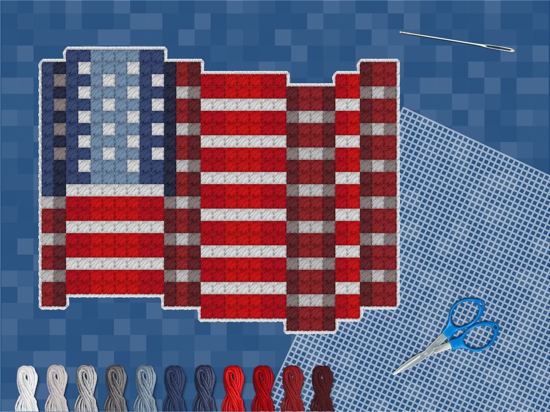 US Flag #1 - Plastic Canvas Pattern - Etsy
