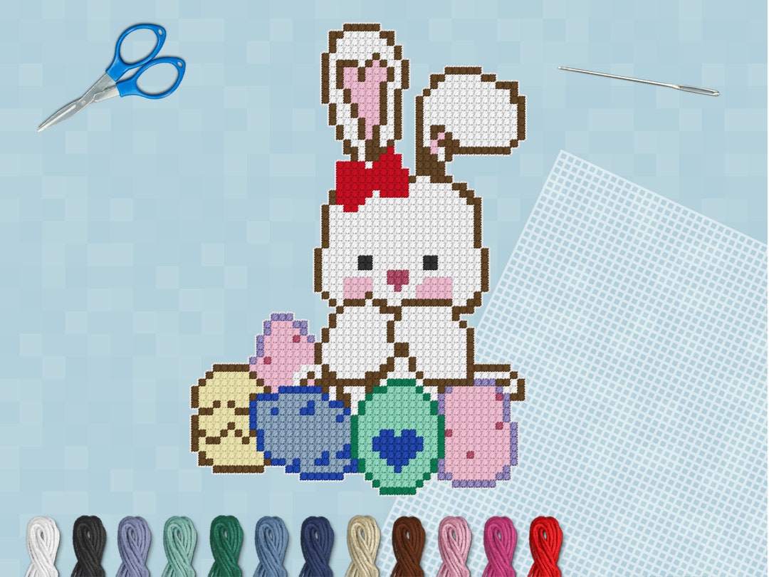 Easter Bunny Pixel Art Pattern | Includes Four Variations | Needlepoint ...