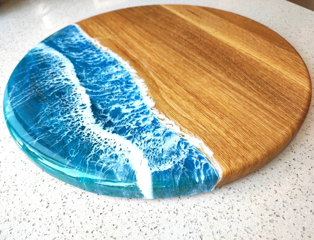 Personalized Ocean Round Wooden Serving Platter Ocean Resin - Etsy