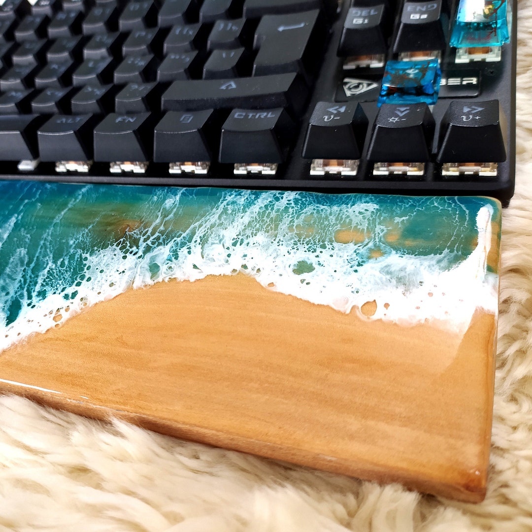 Ocean Resin Wrist Rest for Keyboards, Wood Epoxy Palm Rest, Compact ...