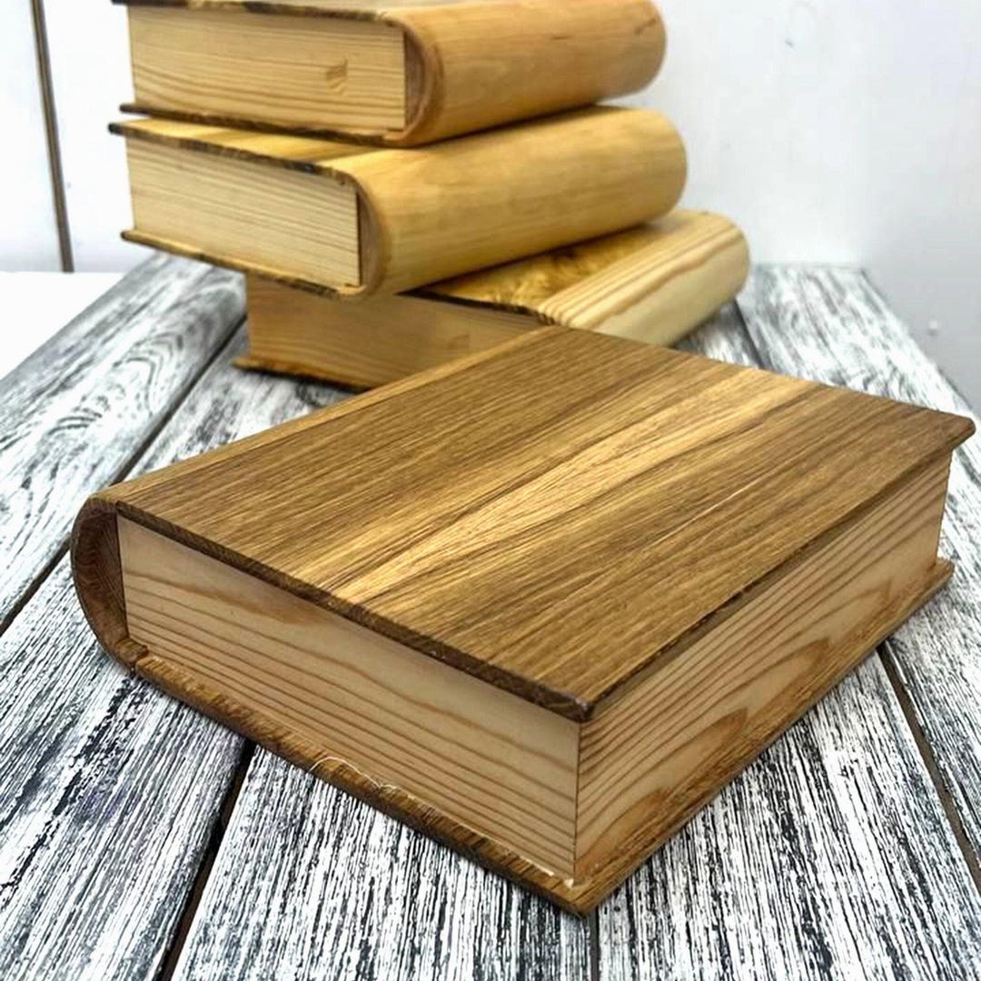 Personalized Oak Wood Book Box: Secret Stash Casket - Etsy