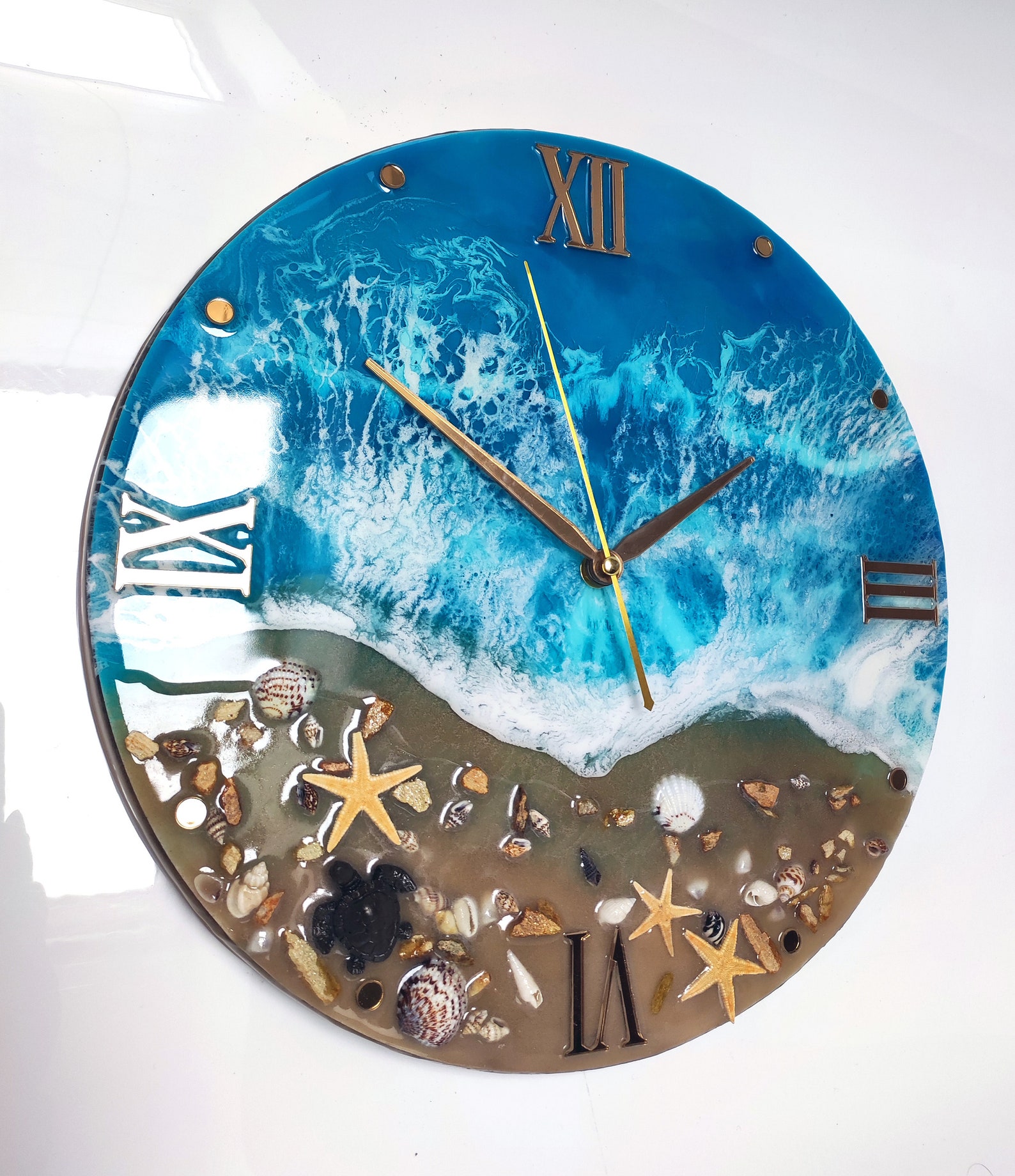 Resin Ocean Clock Teal Wall Clock Ocean Wave Clock - Etsy