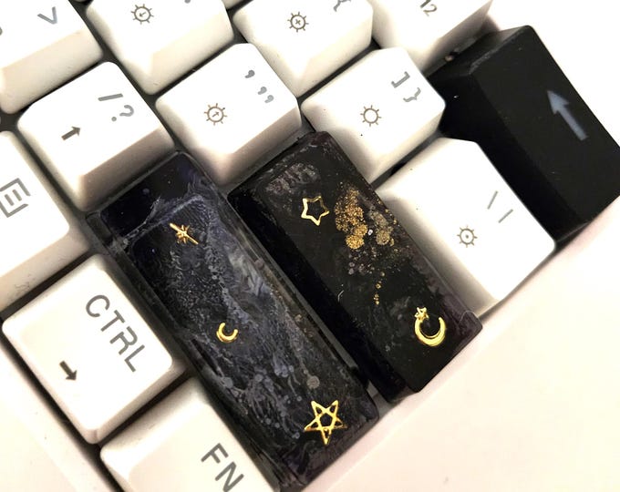 Resin Night Sky Keycap: Black Gold Star Keyboard Accessory - Etsy