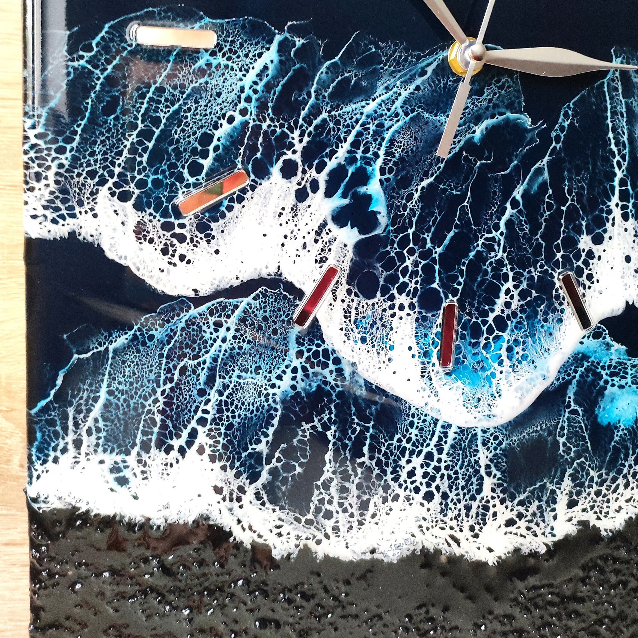 20 Inch Resin Ocean Wall Clock, Beach Themed Wall Art Resin, Black Blue ...