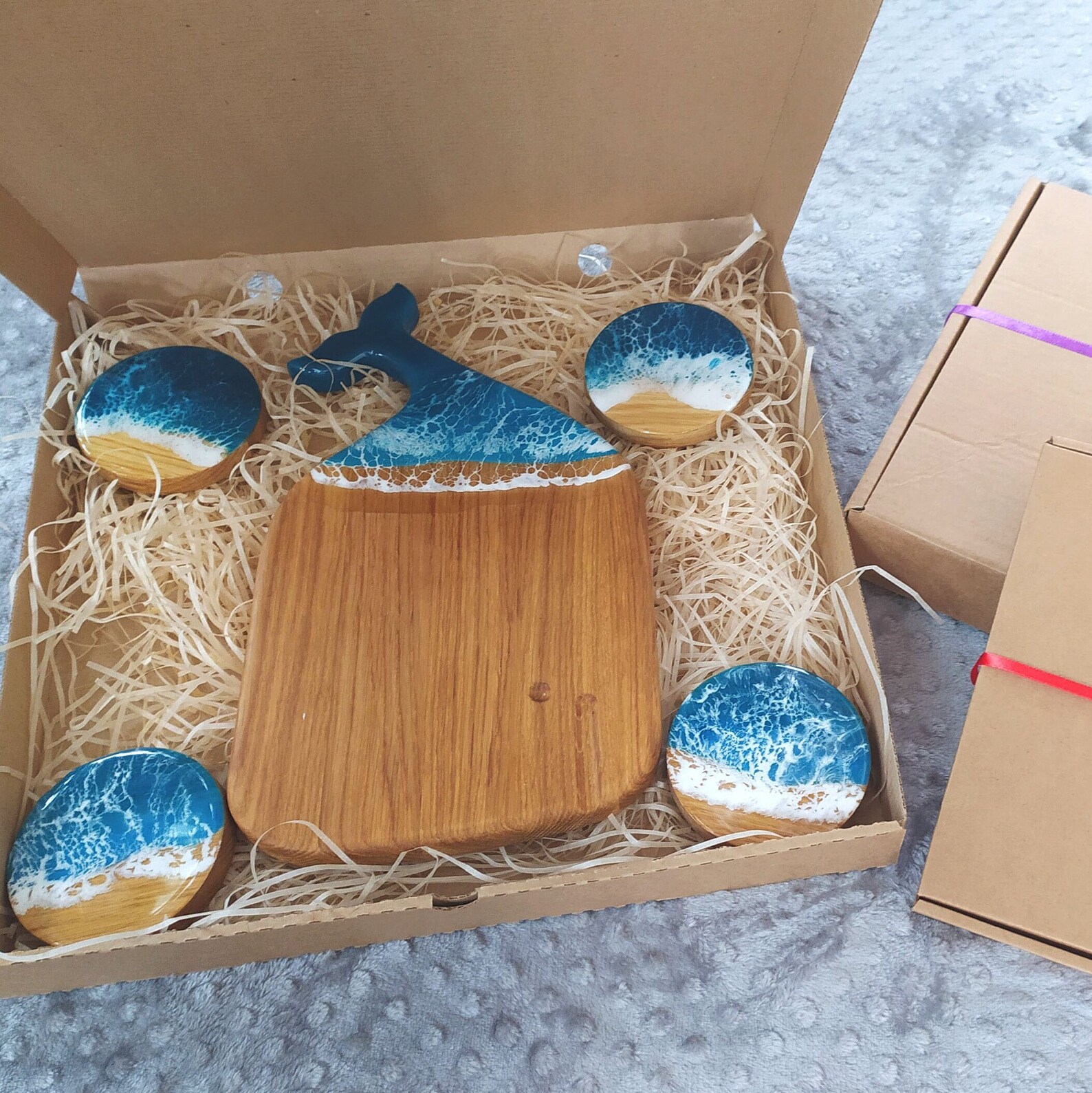 Whale Cutting Board, Sea Wave Charcuterie Boards, Wooden Oak Bread ...