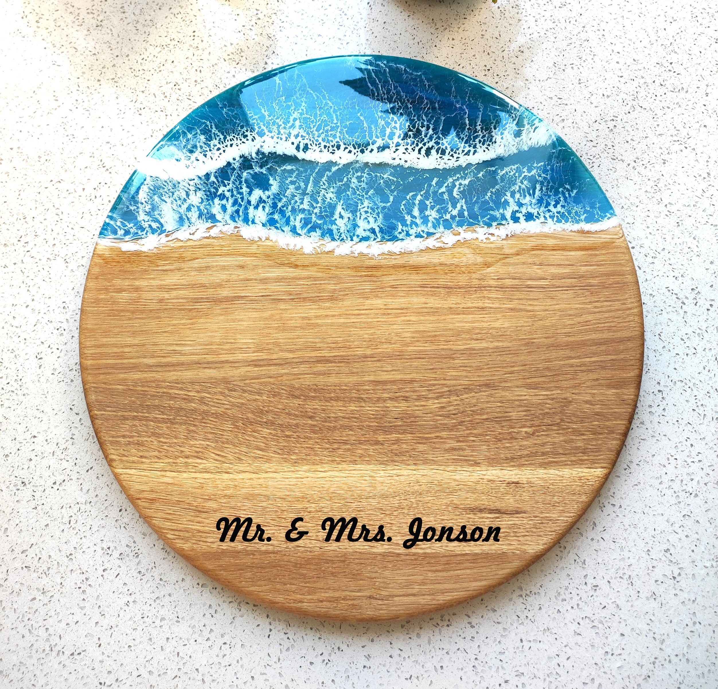 Personalized Ocean Round Wooden Serving Platter Ocean Resin - Etsy