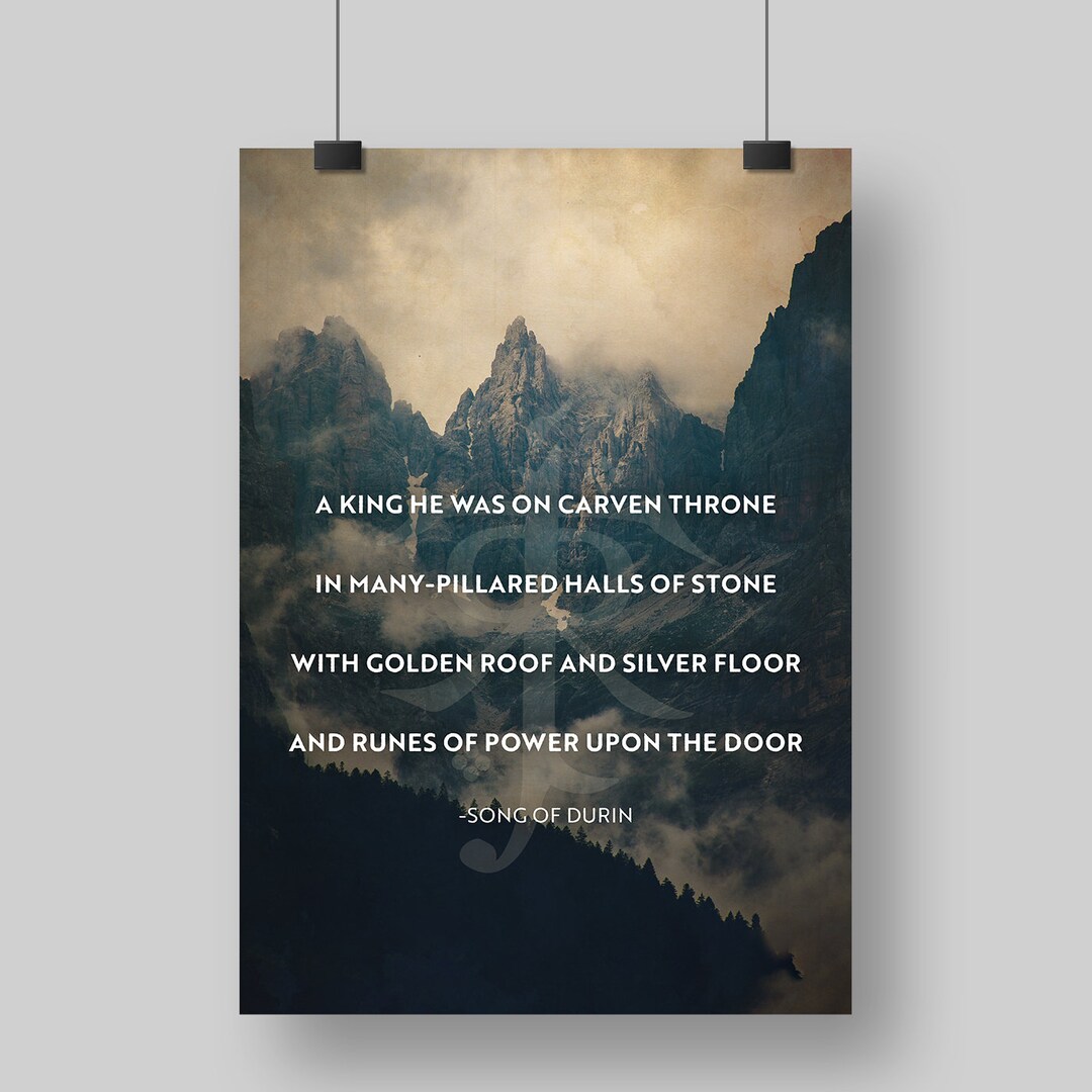 Song of Durin Quote | Dwarves | Tolkien | A3 - Printable Wall Art - Etsy