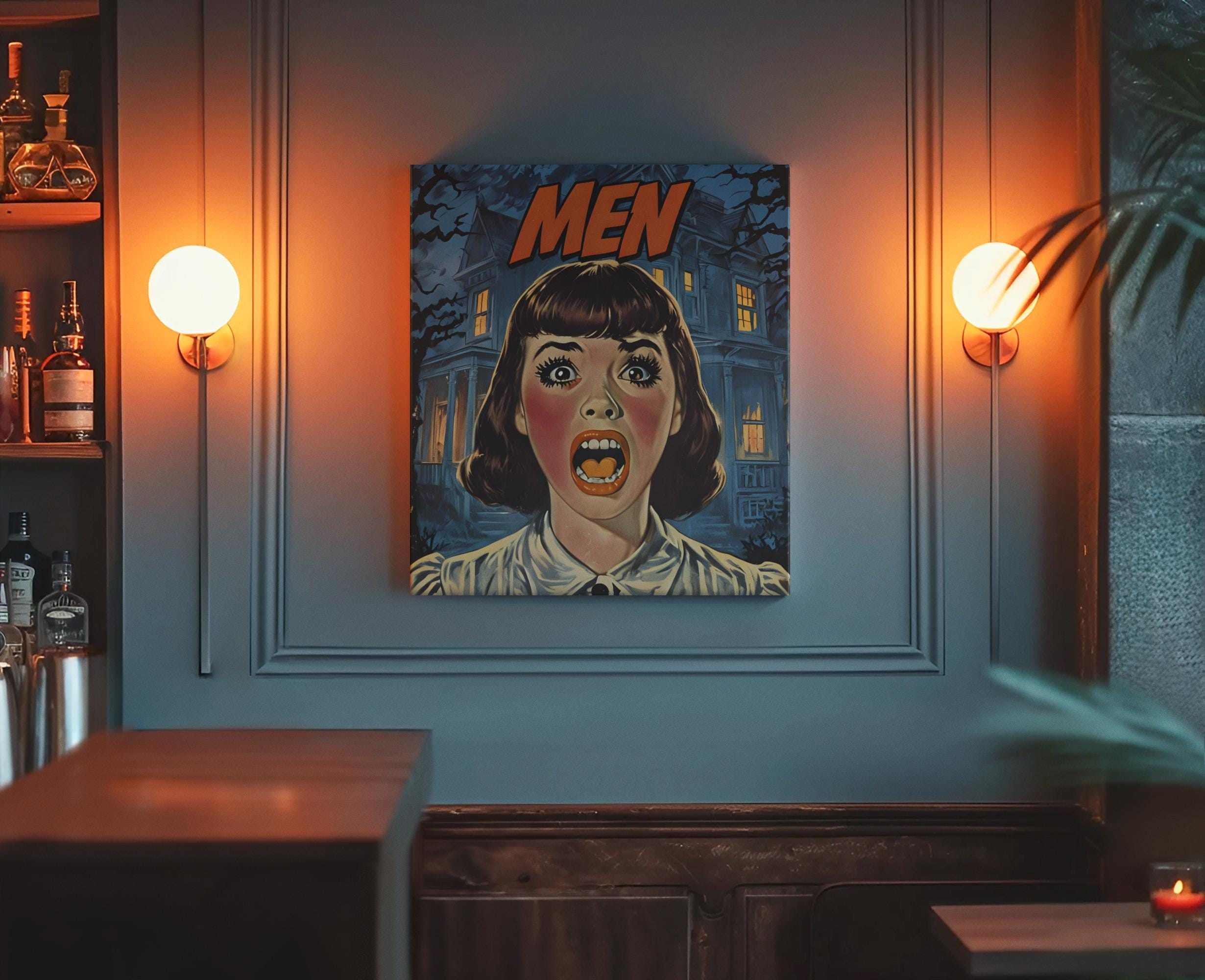 Fear Men Vintage Horror Poster Print, Quirky Quote Digital Download Art ...