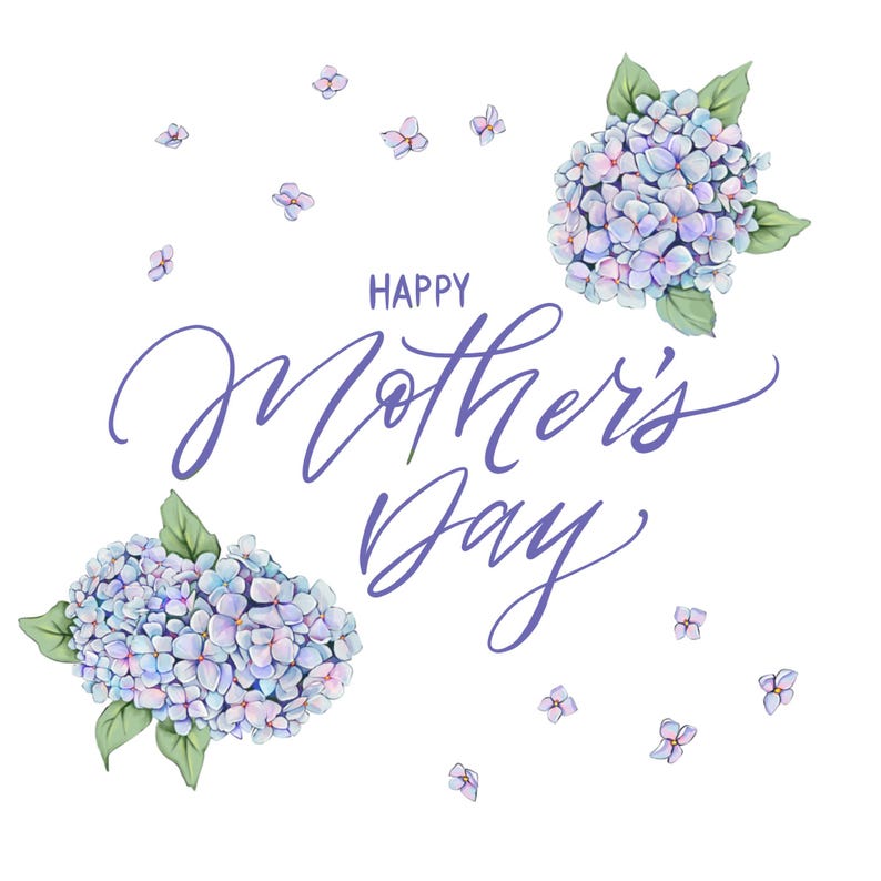 Mother's Day Watercolor Clipart PNG Mother Daughter Hydrangea Floral ...