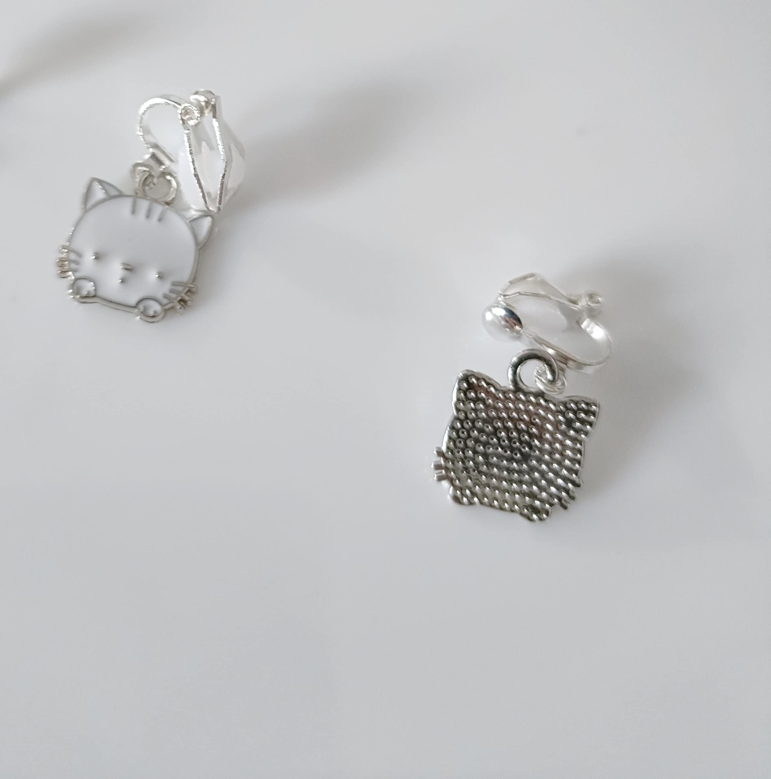 Clip on Cat Face Earrings - Etsy