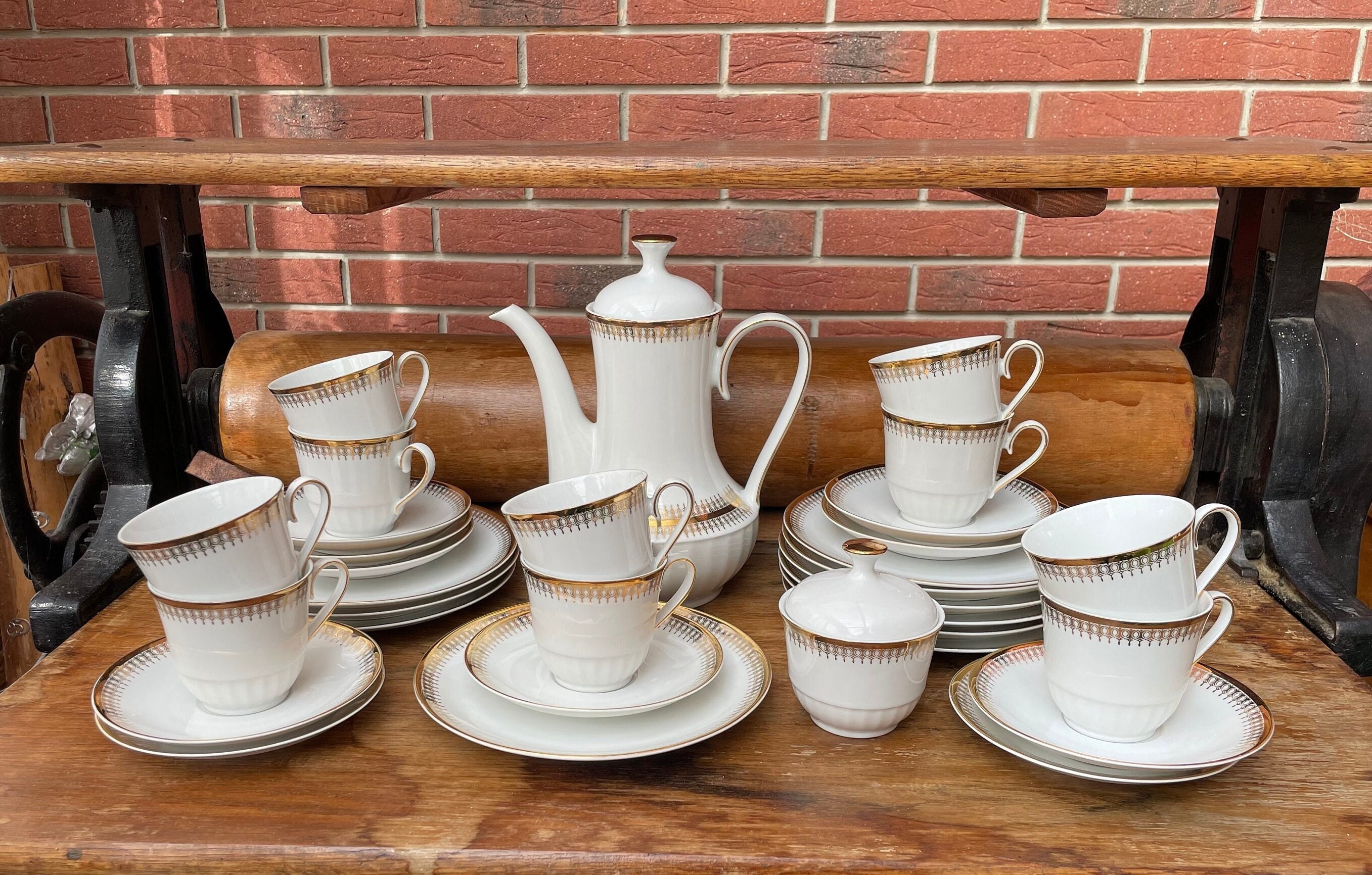 Porzellan Kaffeeservice Goldrand Teeservice Bavaria Waldershof für 9 Personen - Etsy.de