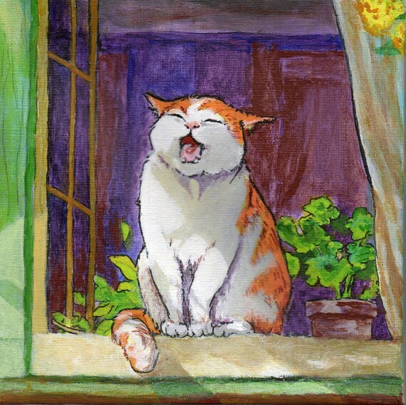 Yawning Cat Art