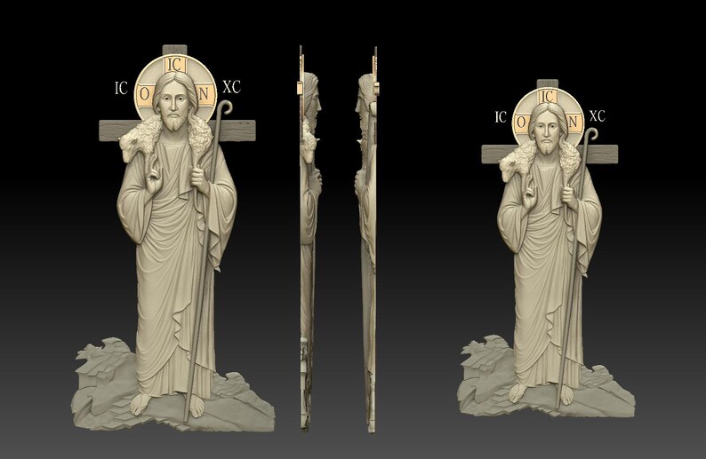 Jesus the Good Shepherd – 3D STL Model | Digital Bas Relief for CNC and ...