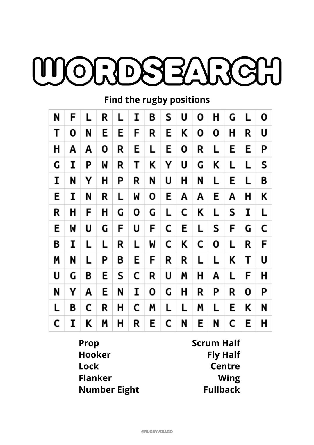 Rugby Beginners Wordsearch Rugby Terminology & Rugby - Etsy