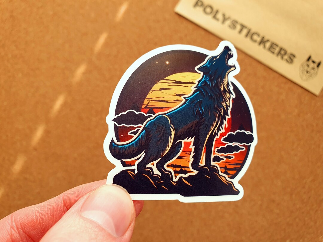Howling Wolf, Wolf Sticker, Wild Wolf Sticker, Wild Animal Sticker ...