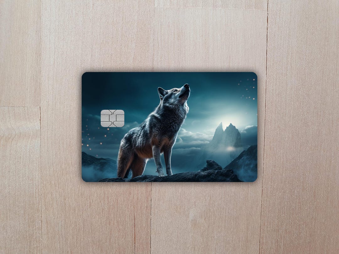 Standing on A Rock Night Wolf, Wolf Card Skin, Wolf Gift Idea, Credit ...