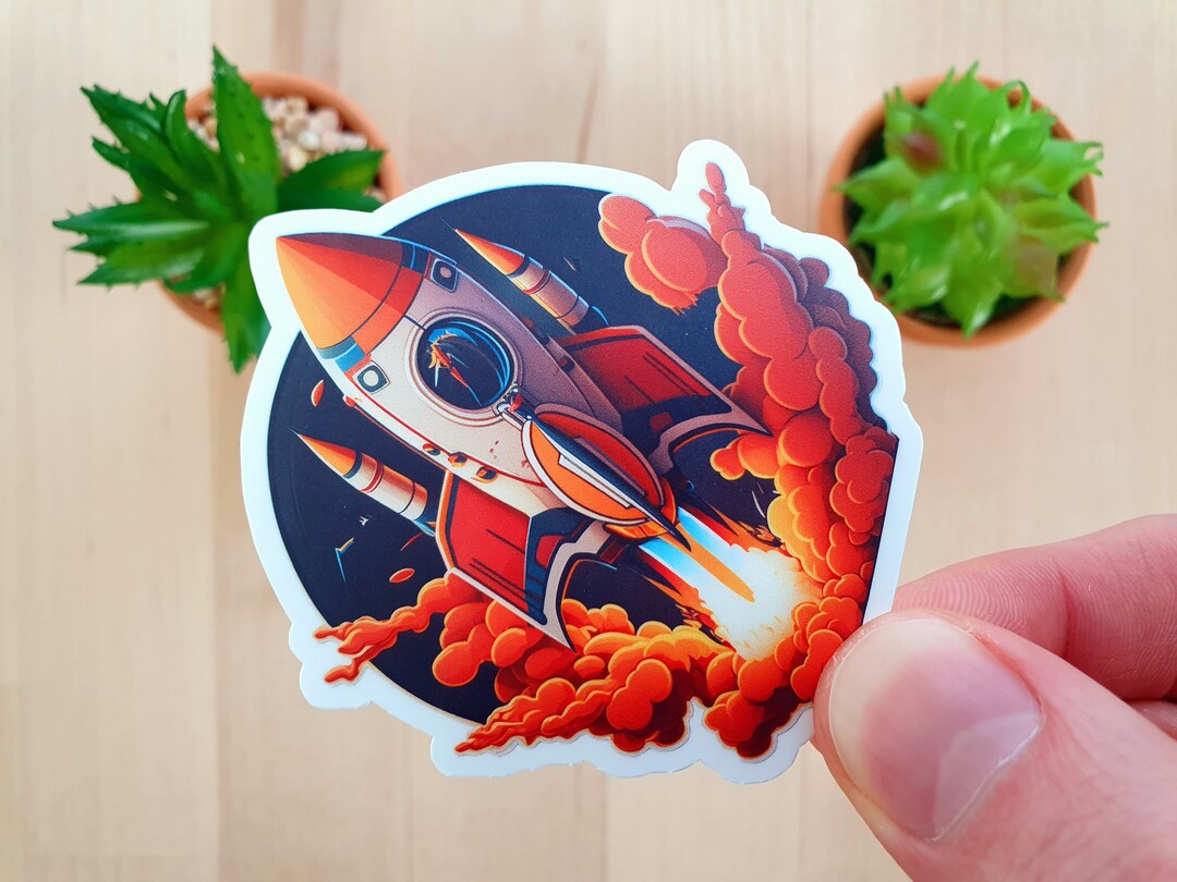 Awesome Space Rocket Launching Sticker, Rocket Sticker, Space Sticker ...