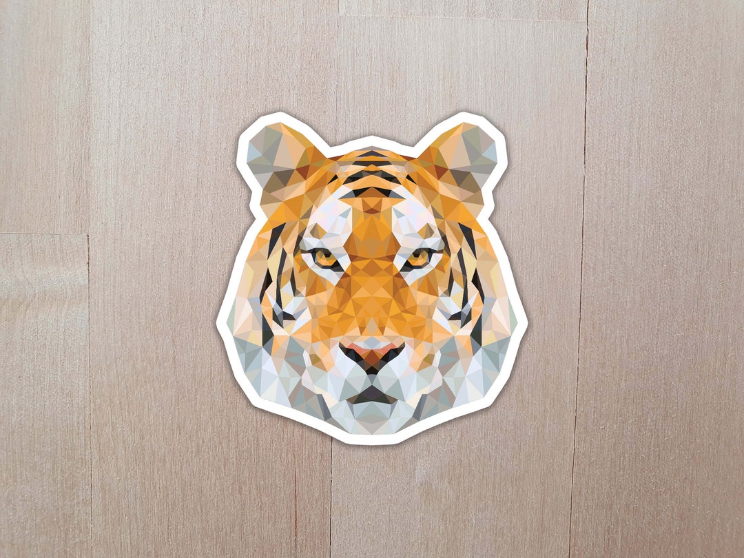 Tiger Face Sticker | Vibrant Waterproof Vinyl Sticker for Waterbottle ...